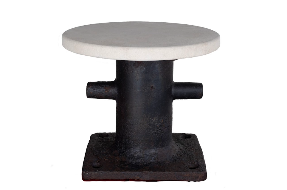 Large Vintage Quay Side Bollard with Limestone Top